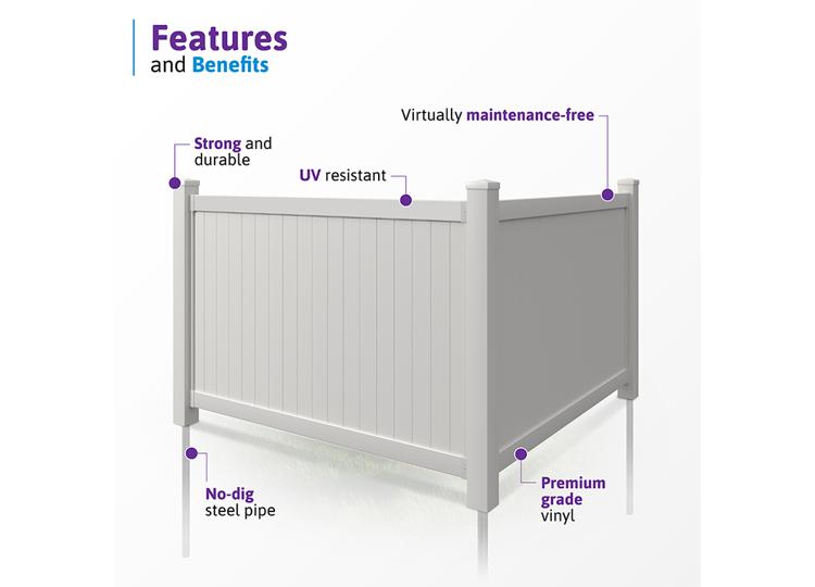 4ft Vinyl Privacy Fence — No-Dig, DIY, Low-Maintenance